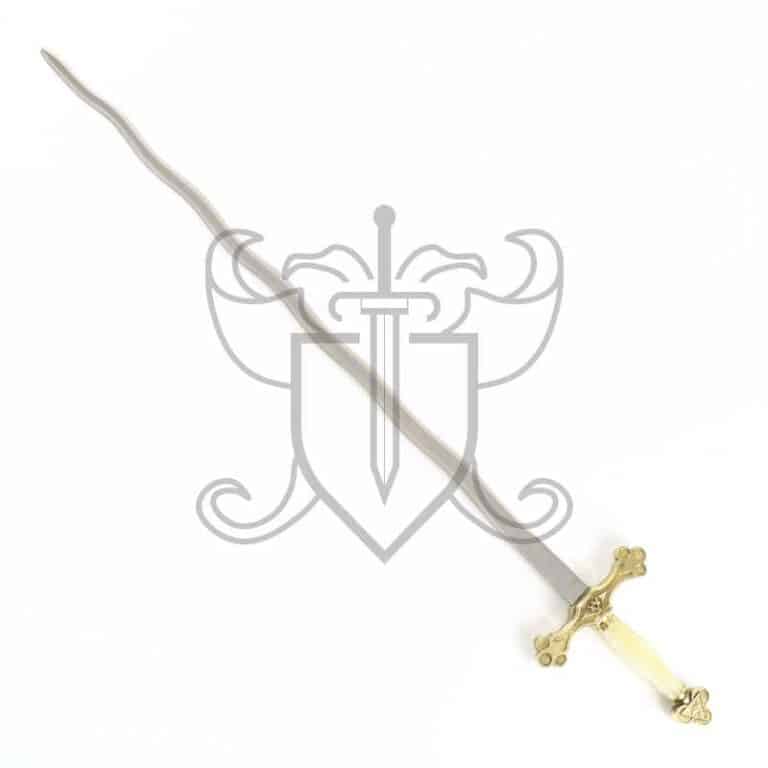 Espada de los Masones Flamígera Latón (81cm) - Aceros de Toletum